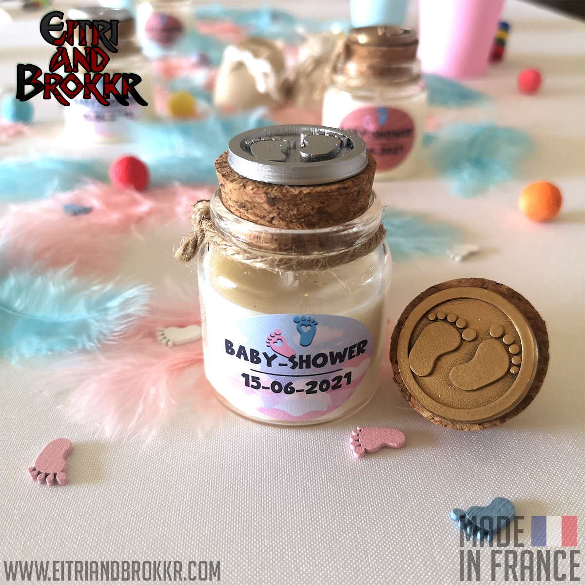 Baby Shower – Bougies personnalisées parfumées et cadeau pour invités ...